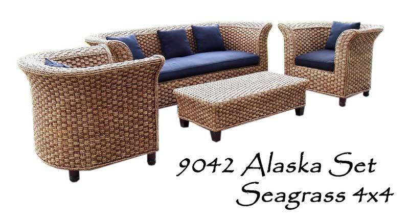 Alasaka Seagrass Woven Living Set Rattan Furniture Wholesale Supplier